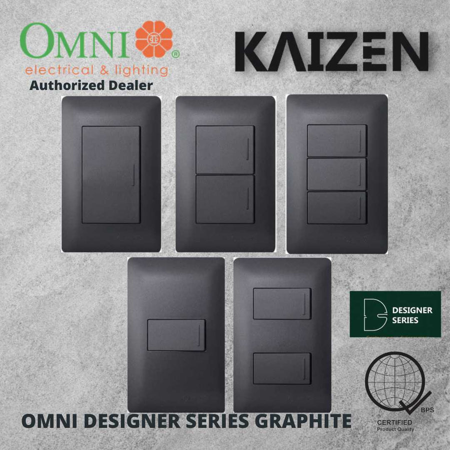 Omni Designer Series GRAPHITE 1 Way 3 Way Switch Set 16A (1GANG, 2GANG ...