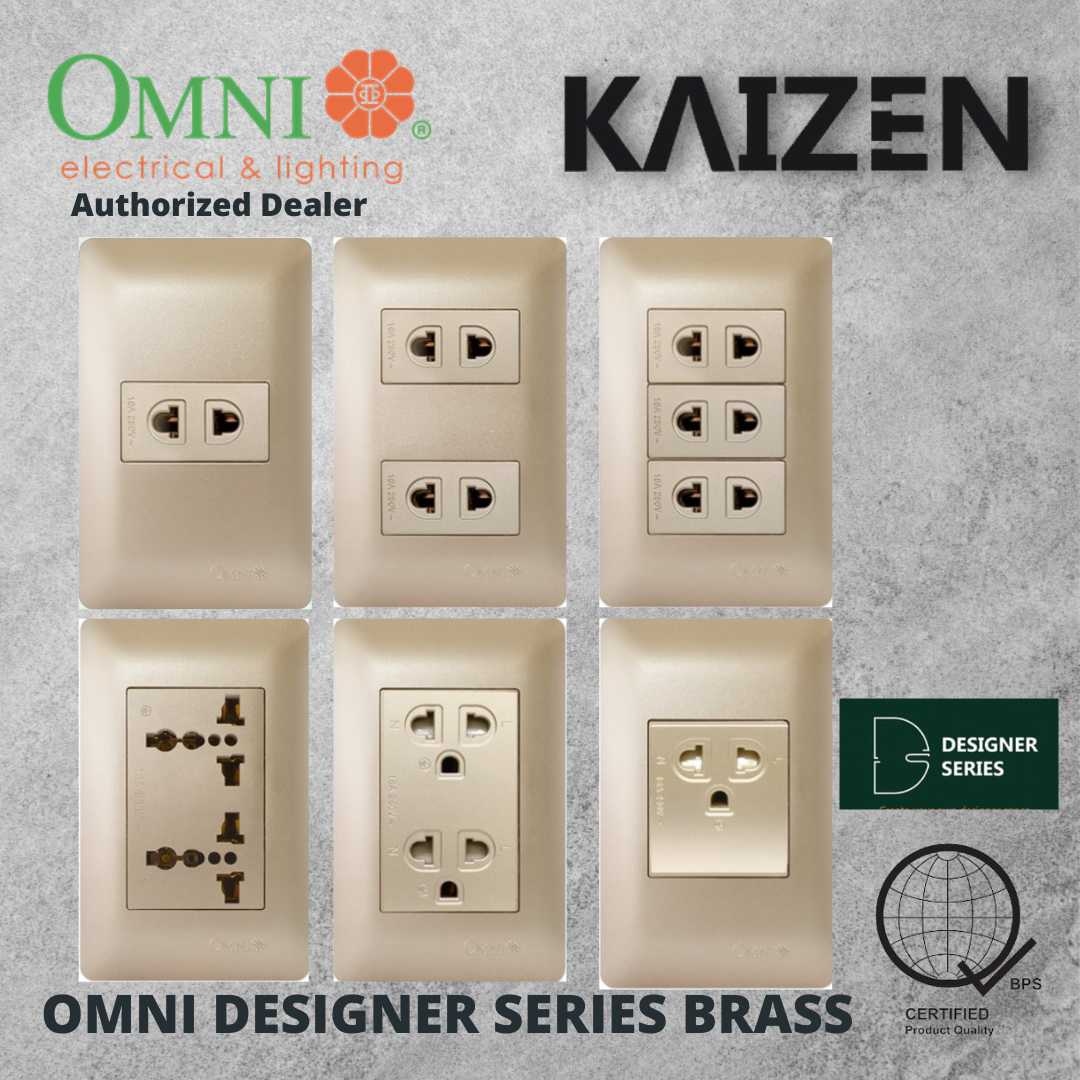 Omni Designer Series BRASS Universal Outlet Sets (1GANG, 2GANG, 3GANG ...