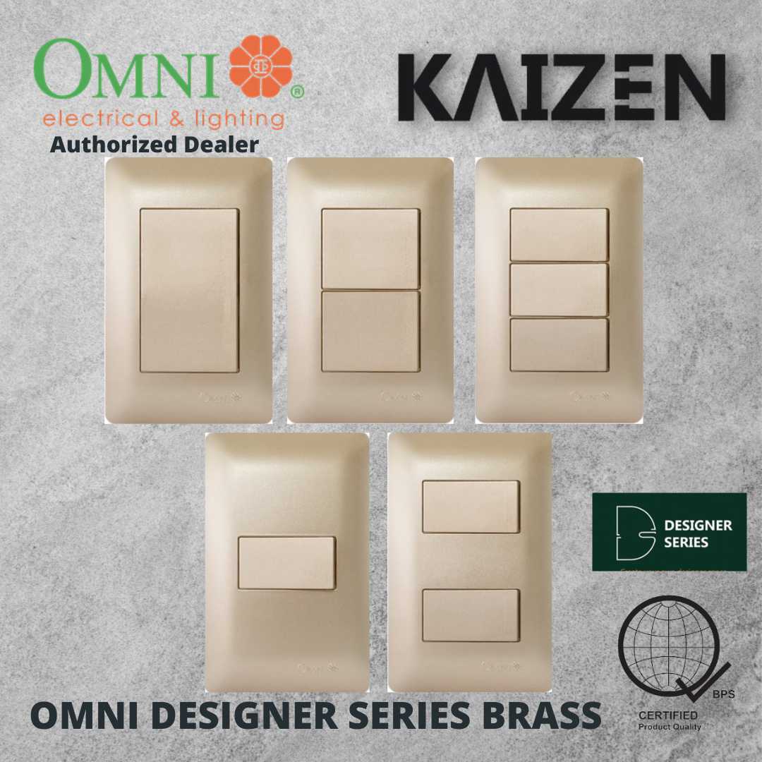 Omni Designer Series BRASS 1 Way 3 Way Switch Set 16A (1GANG, 2GANG, 3 ...