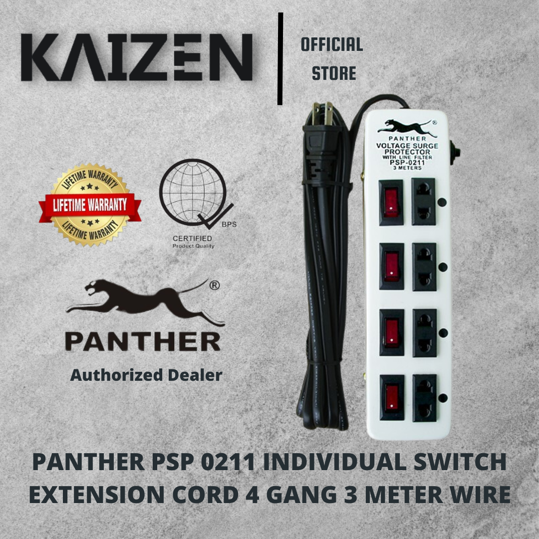 Panther PSP 0211 Individual Switch Extension Cord 4 Gang and 3 Meter W ...